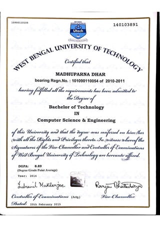 BTech Degree Certificate