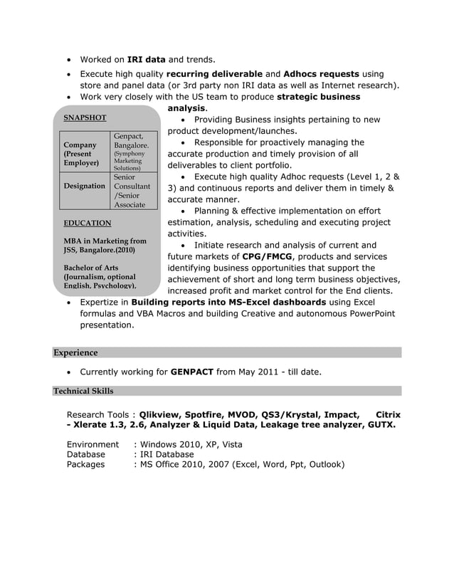 Resume - CPG_FMCG - Market Research_Data Analyst | PDF