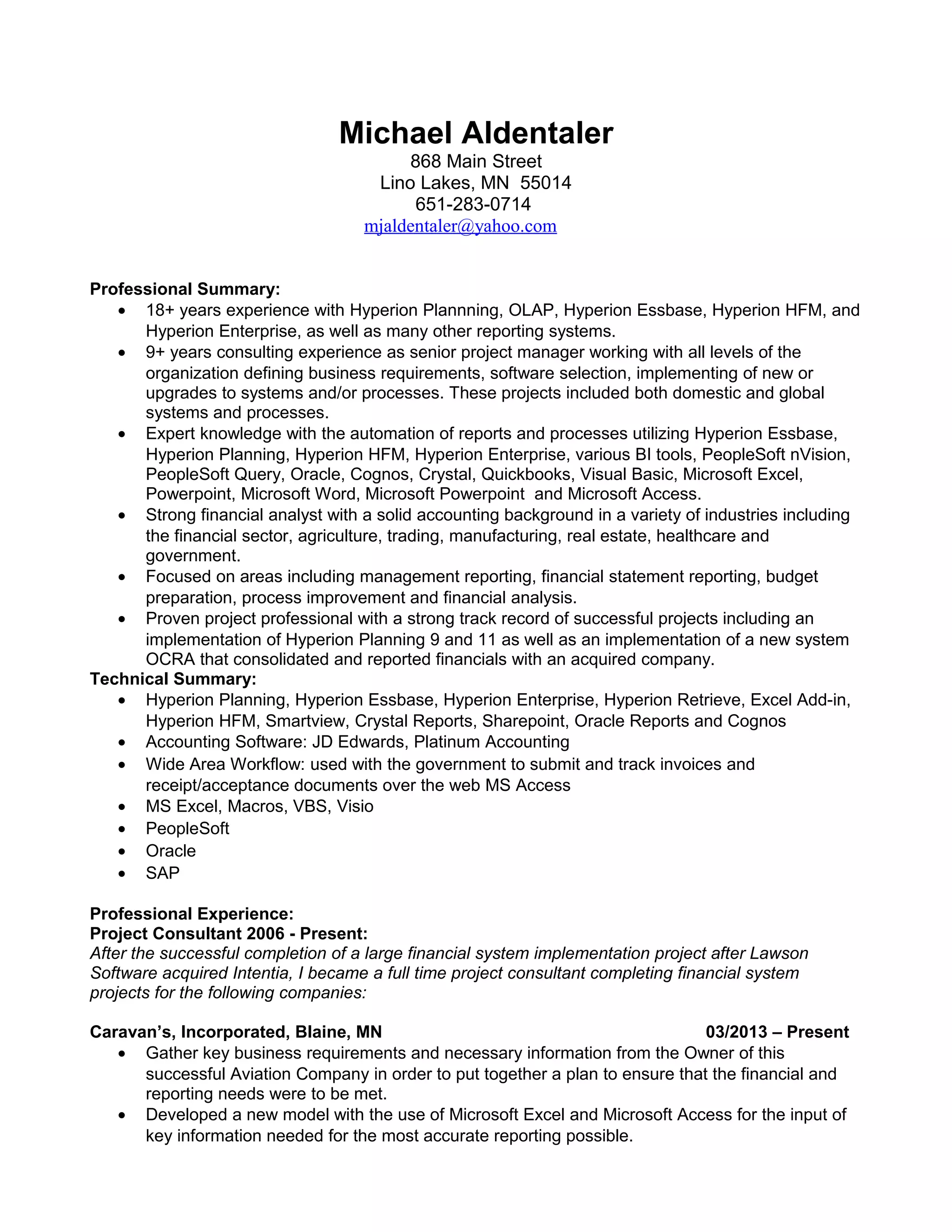 Michael Aldentaler (Current Resume) | DOC