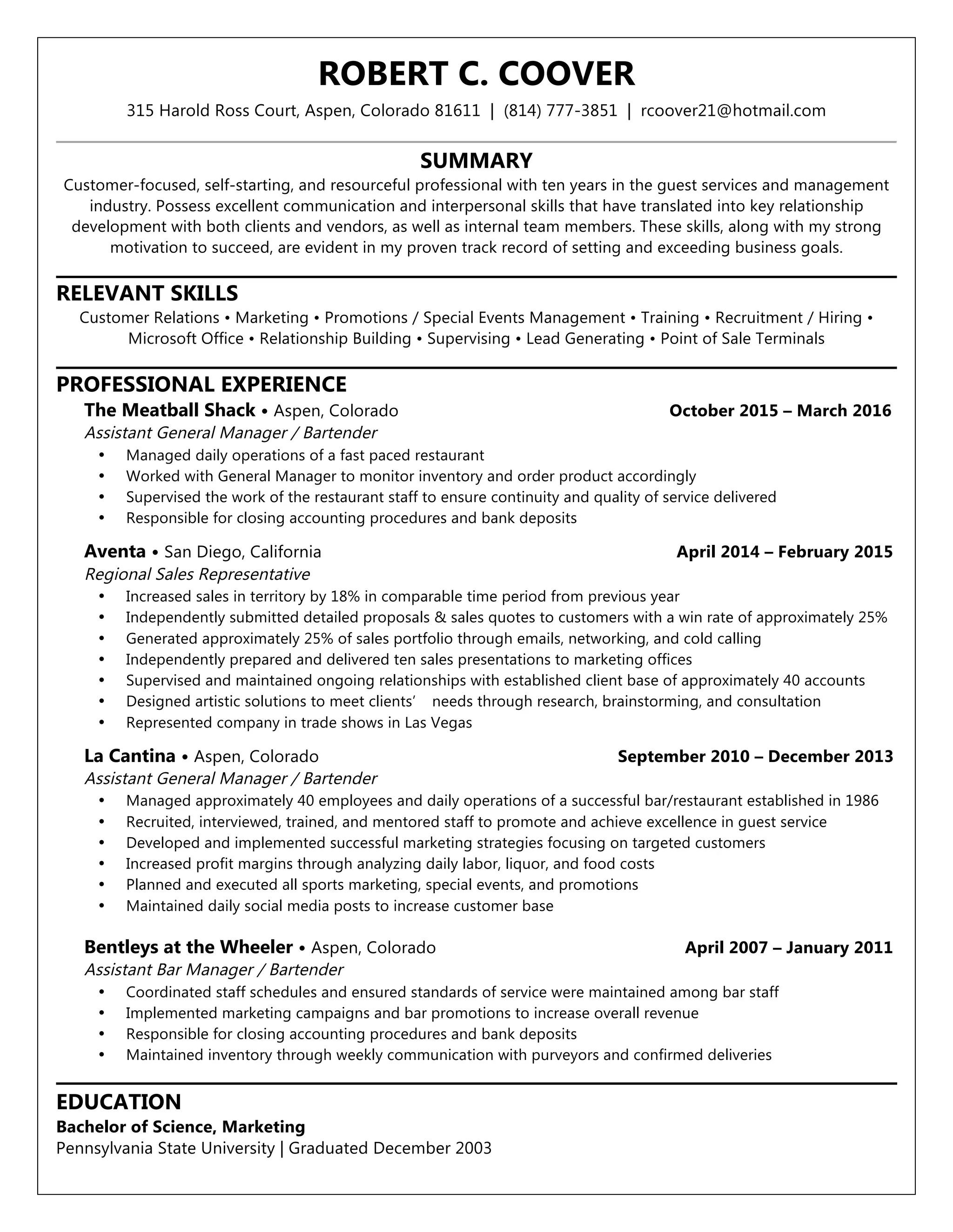 Robert Coover Resume 2016 | PDF