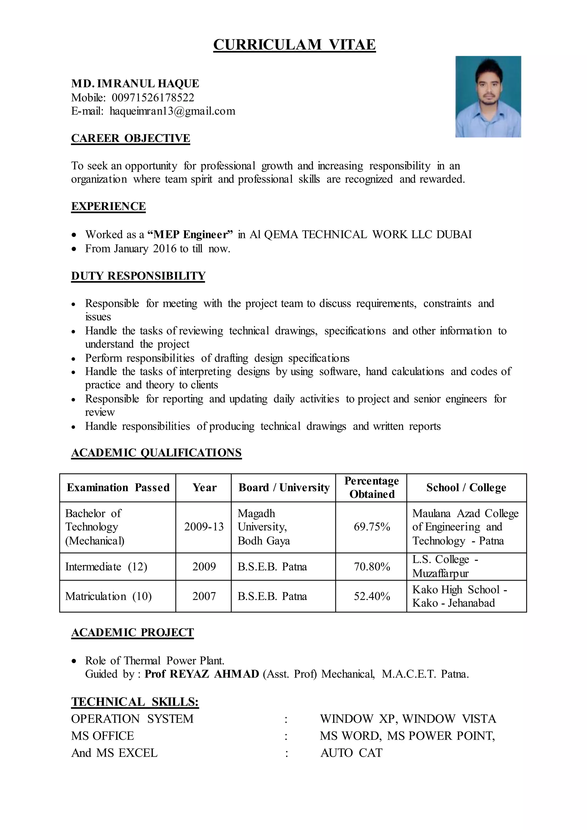 Md Imranul haque C.V.docx 2016 | DOCX