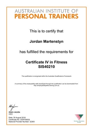 Jordan AIPT Cert 3 and 4 | PDF