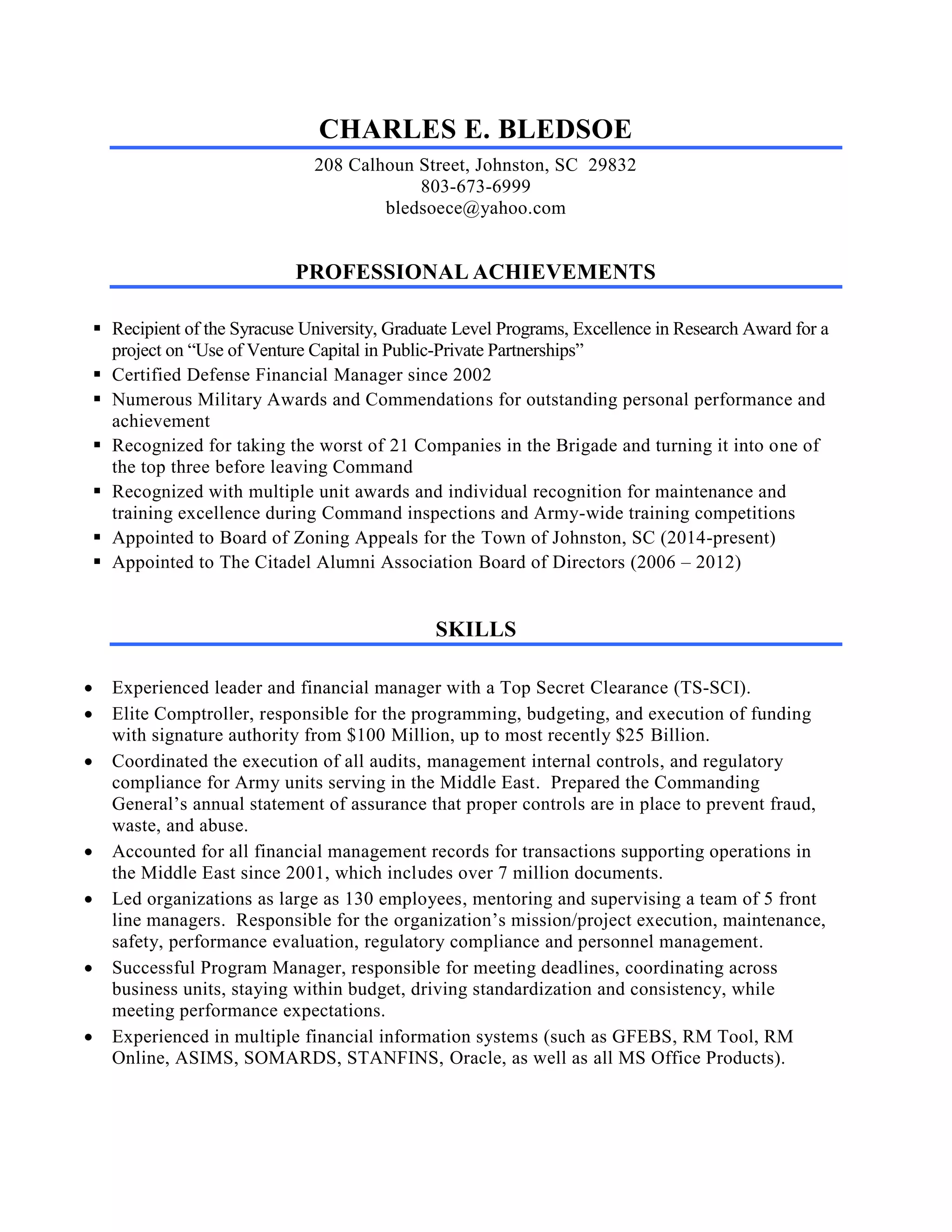 Bledsoe, Charles | PDF | Defense Industry | Industries