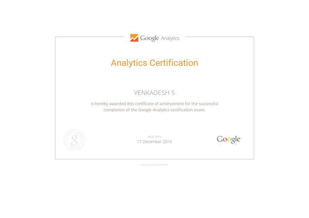 Google Analytics -Certificate | PPT
