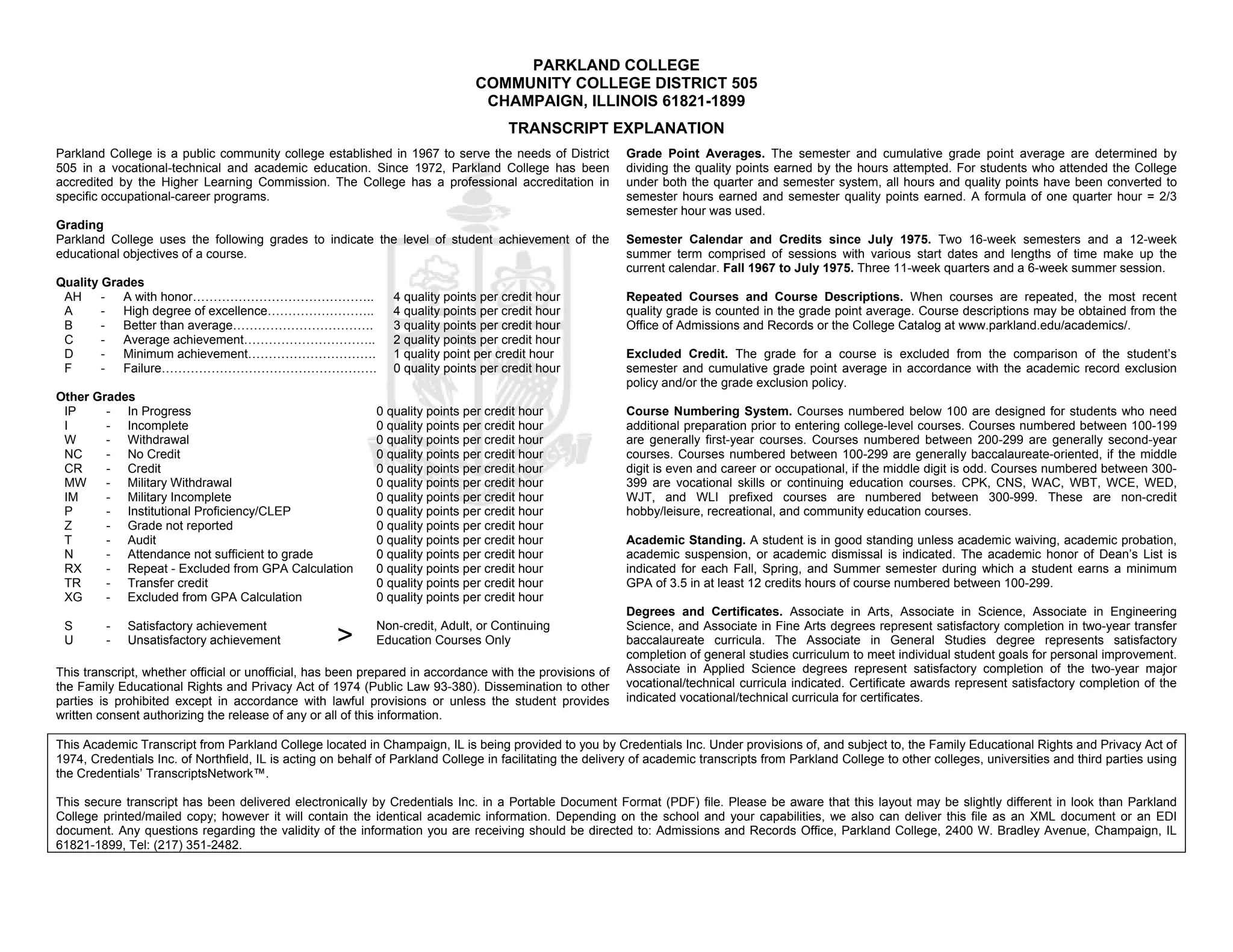 parkland transcript 2016 | PDF