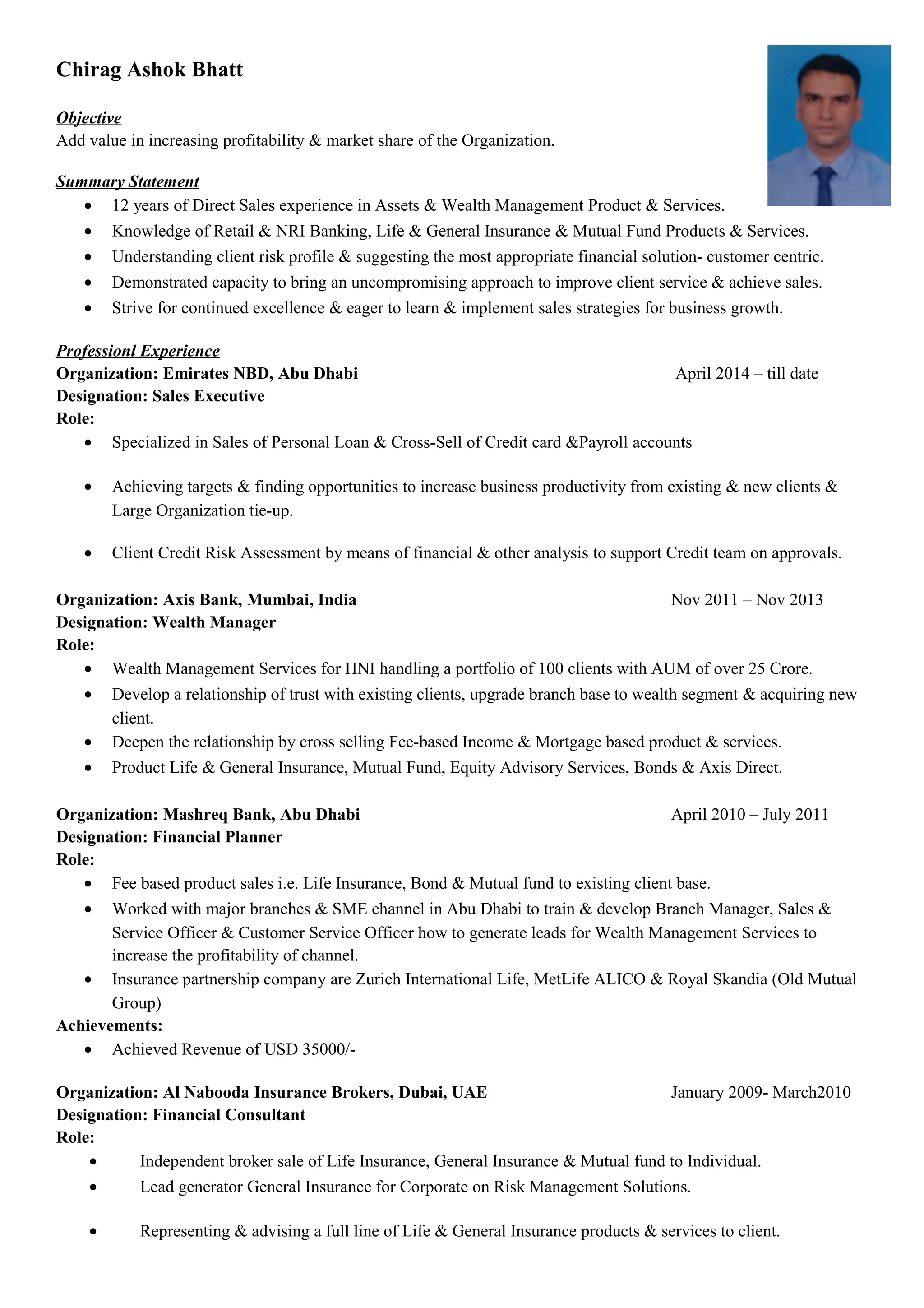 Chirag A Bhatt Resume | DOC