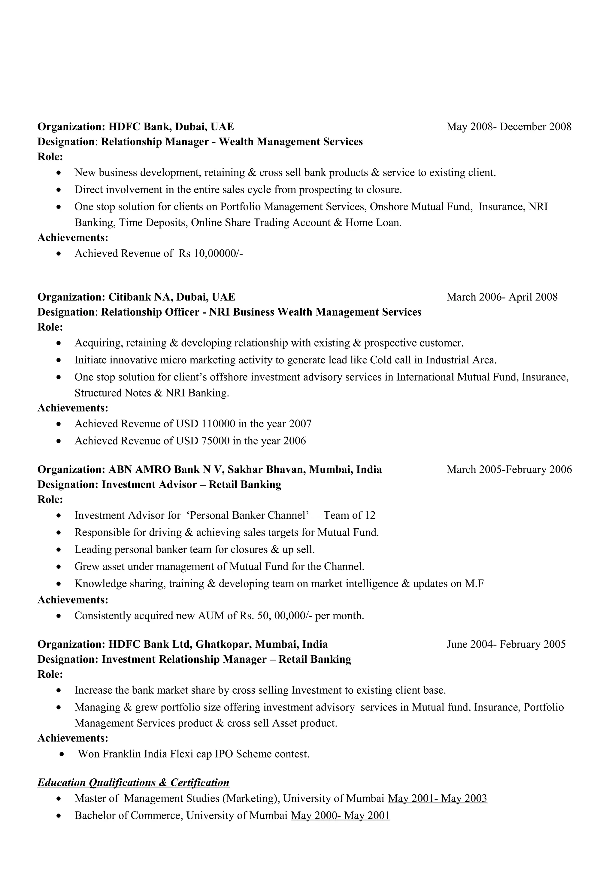 Chirag A Bhatt Resume | DOC