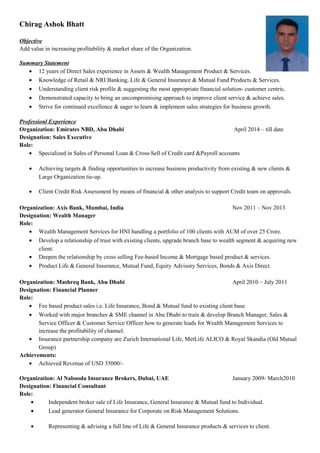 Chirag A Bhatt Resume | DOC