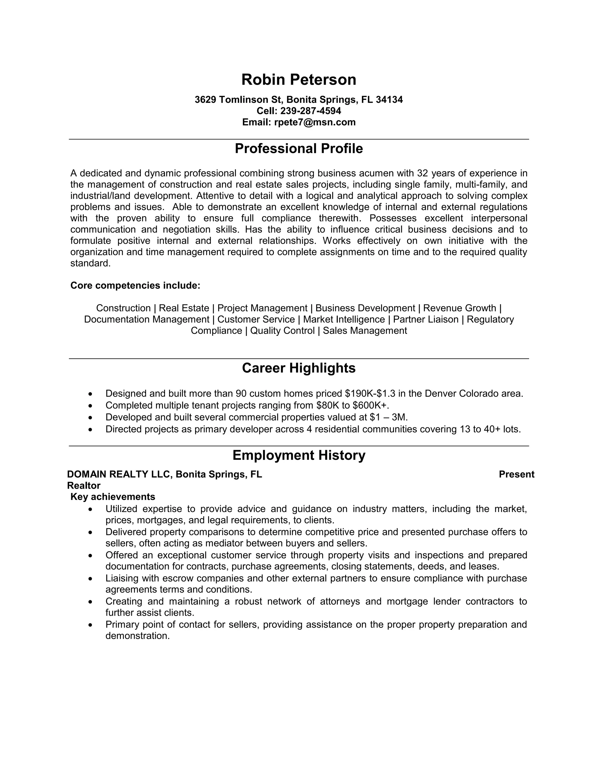 Robin Peterson Resume | PDF