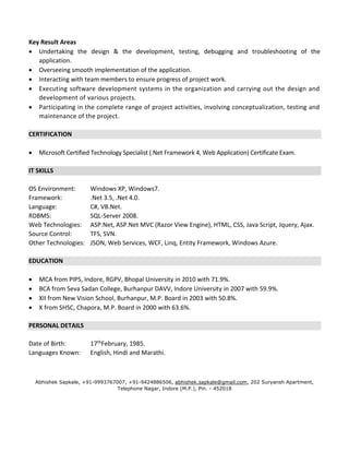 Abhishek Sapkale_Nov2014 | DOCX | Web Design and HTML | Internet