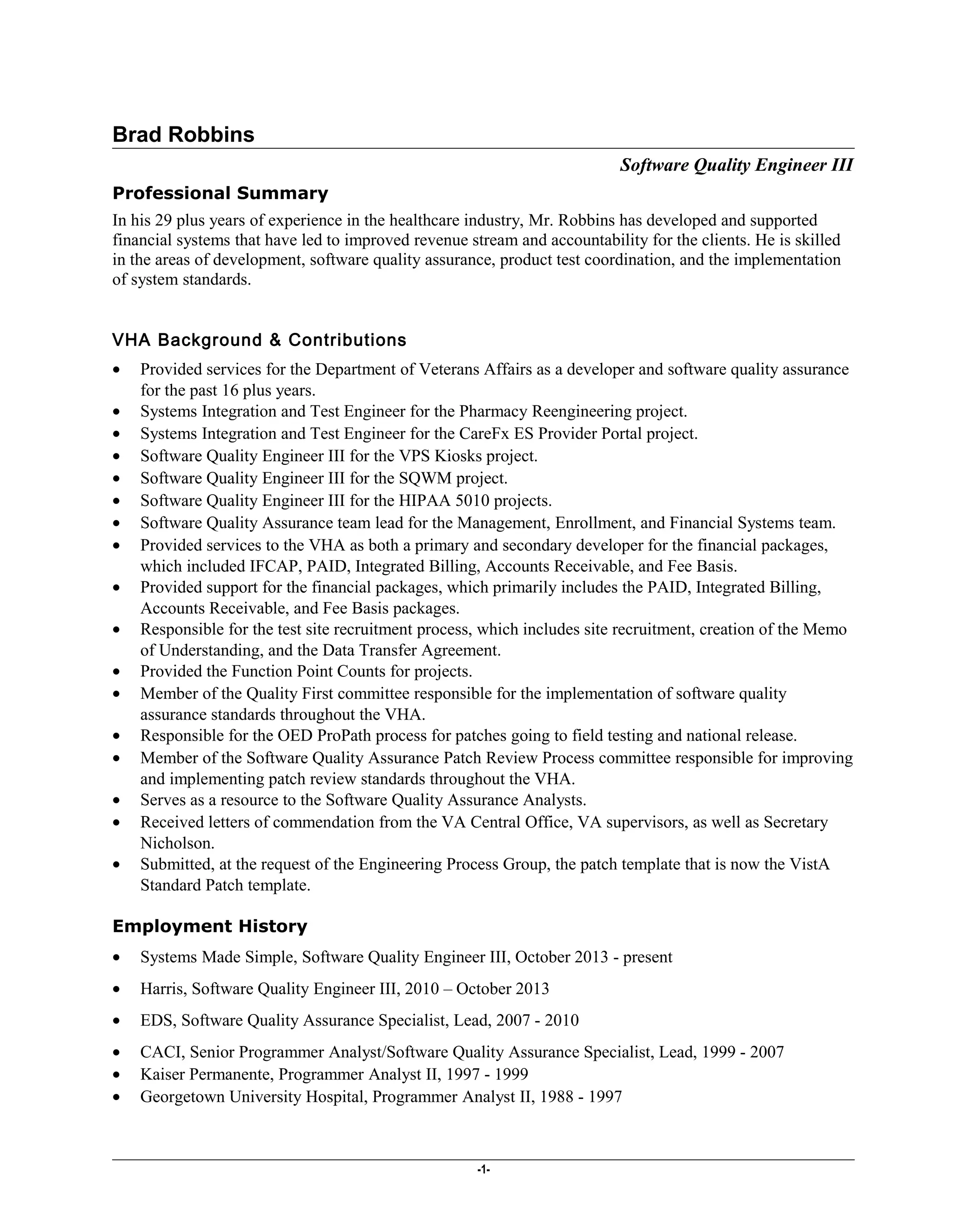 Brad Robbins (resume) | DOC