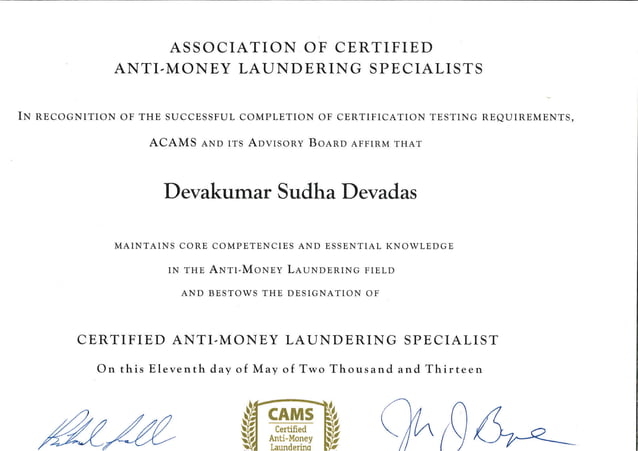 ACAMS Certificate | PPT