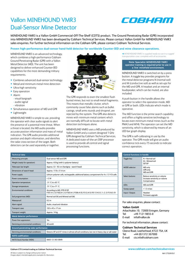 Vallon MINEHOUND VMR3 Brochure | PDF