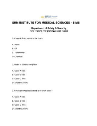 FIRE & SAFETY Questions | DOCX