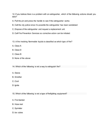 FIRE & SAFETY Questions | DOCX