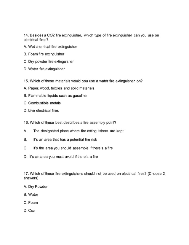 FIRE & SAFETY Questions | DOCX