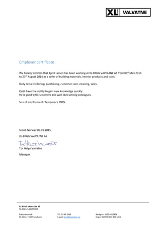 Employee certificate reference | PDF