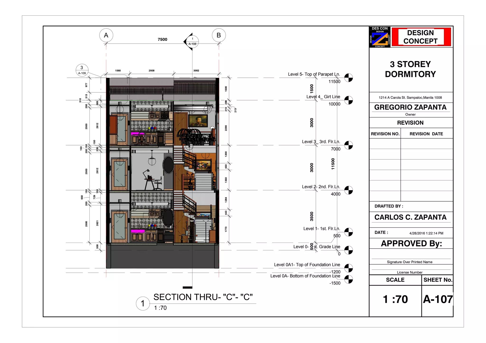 1214 A Carola - Sheet - A-107 - CROSS SECTION | PDF