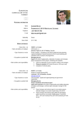 CV Lubomir Macak (EN) 2016 July | PDF