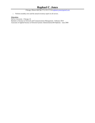 Raphael C. Jones Resume | PDF
