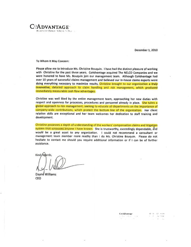 CEO CoAdvantage D Williams Reference | PDF