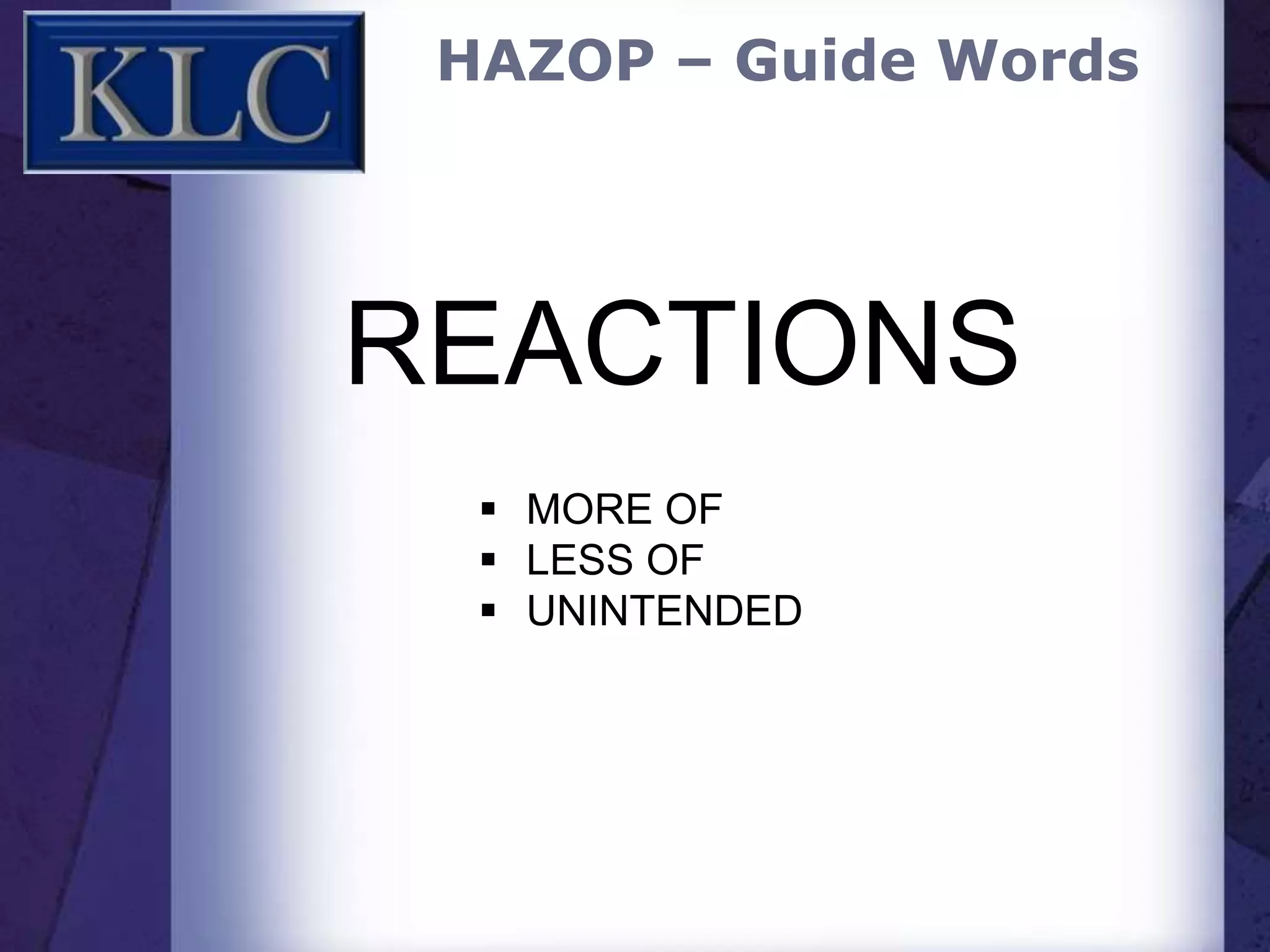HAZOP – Guide Words | PPTX