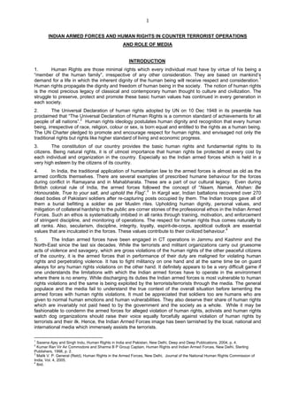 INDIAN ARMED FORCES AND HUMAN RIGHTS IN LOW INTENSITY CONFLICT ...