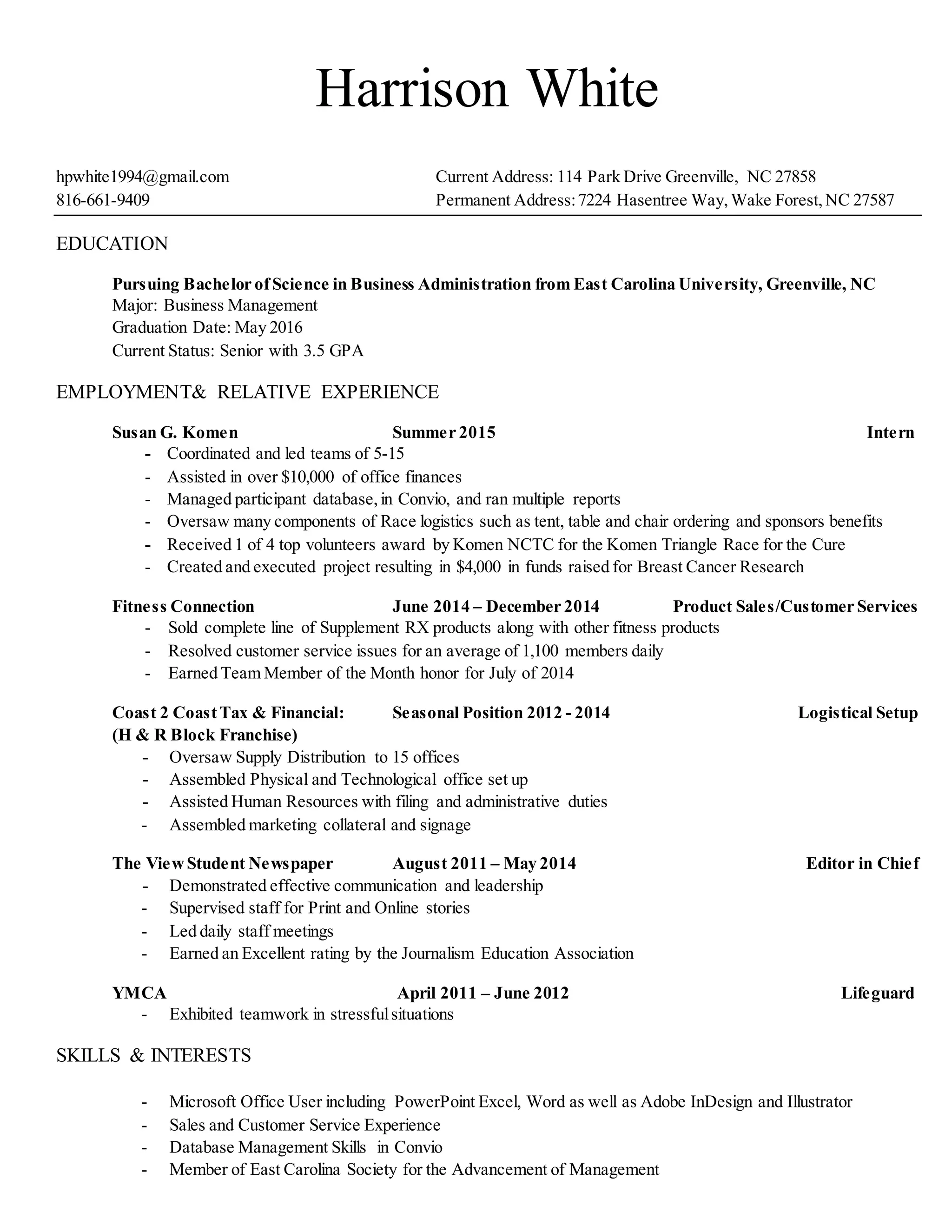 Harrison White Resume | PDF