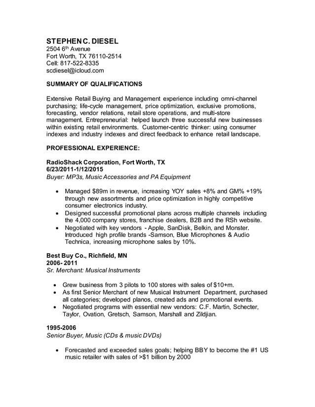STEPHEN C DIESEL RESUME | PDF
