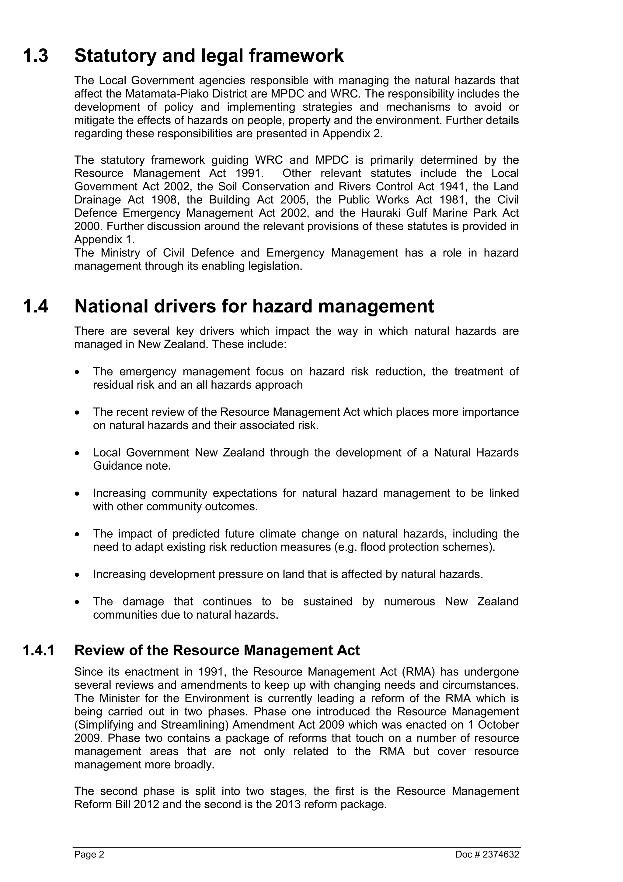 Matamata-Piako Natural Hazard Risk Assesment Report | PDF