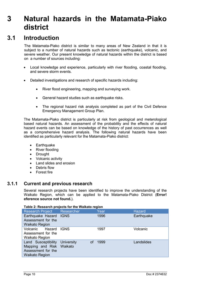 Matamata-Piako Natural Hazard Risk Assesment Report | PDF