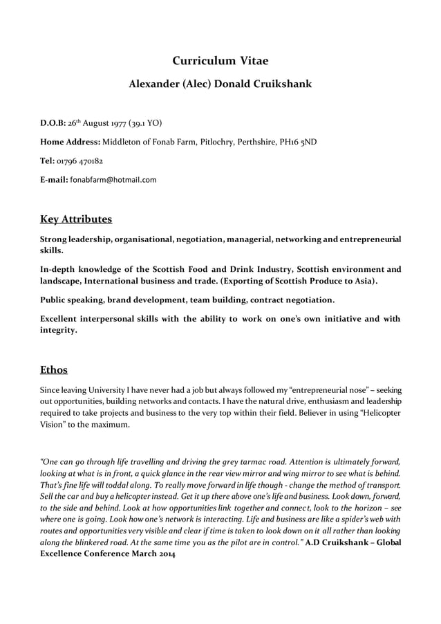 Curriculum Vitae Alexander Donald Cruikshank | DOCX