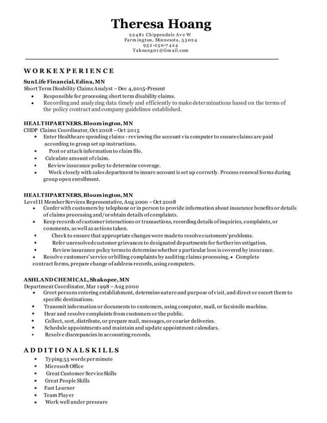 sunlife resume | PDF