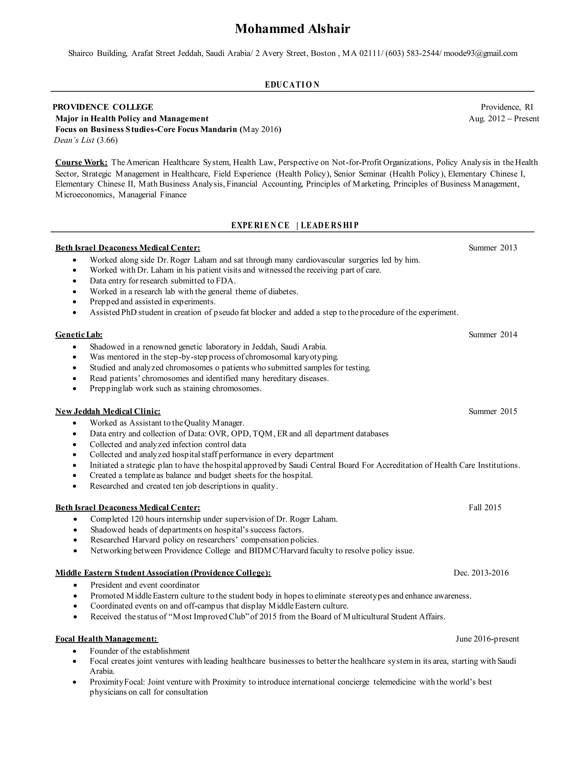 Mohammed Alshair Resume | DOCX