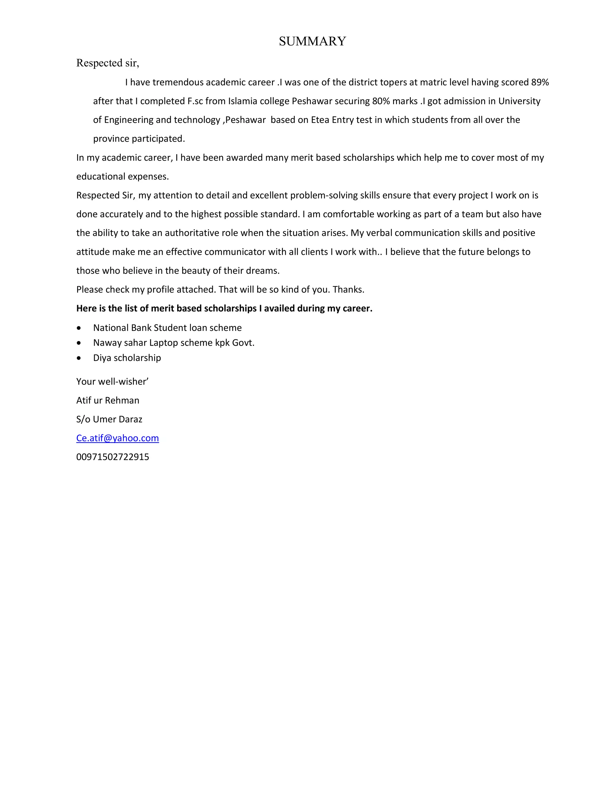 atif CV | PDF | Free Download