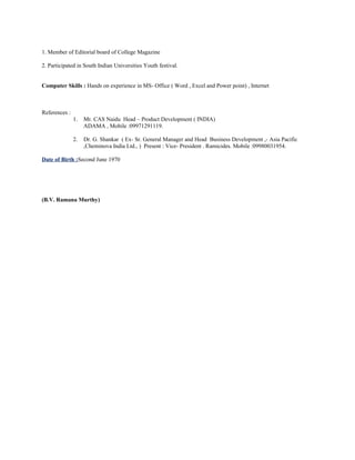 RESUME - B.V.RAMANA MURTHY | DOC