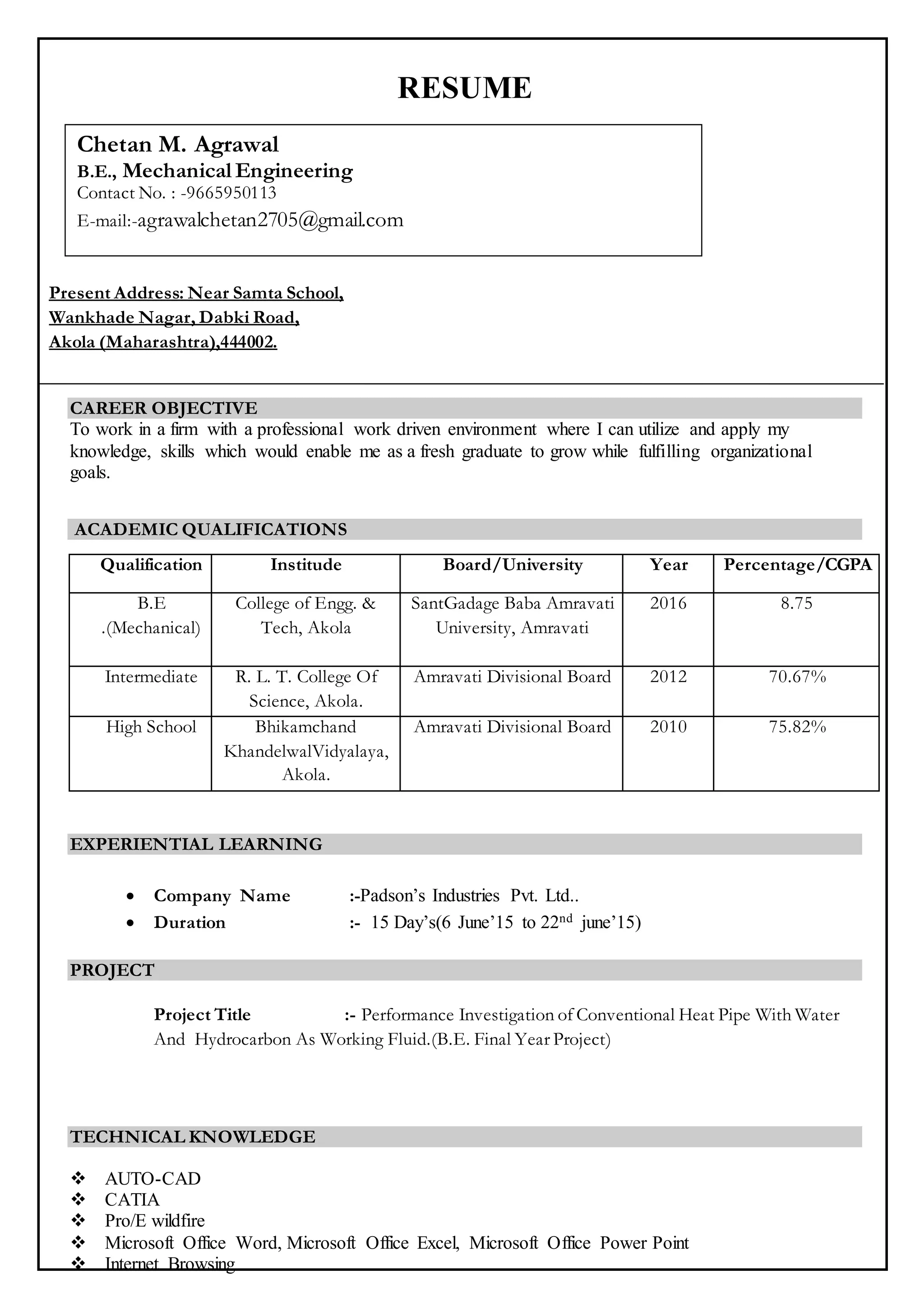 CHETAN_RESUME new 1 | PDF