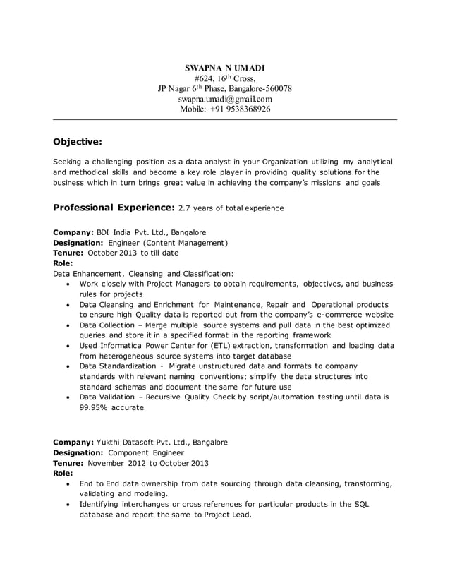 SwapnaUmadi_CV_updated | DOCX | Databases | Computer Software and Applications