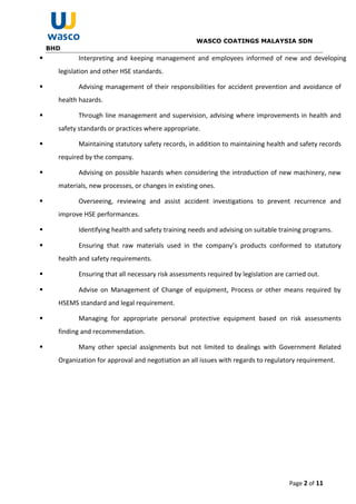CV_Senior Manager HSE (Safety and Health Officer) | DOC