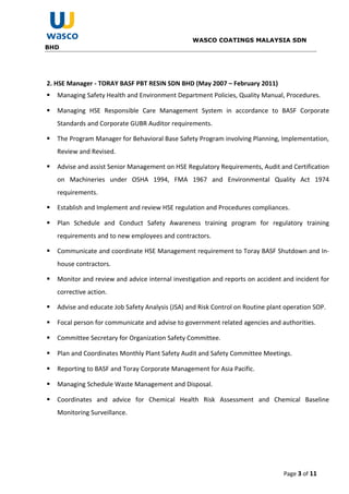 CV_Senior Manager HSE (Safety and Health Officer) | DOC