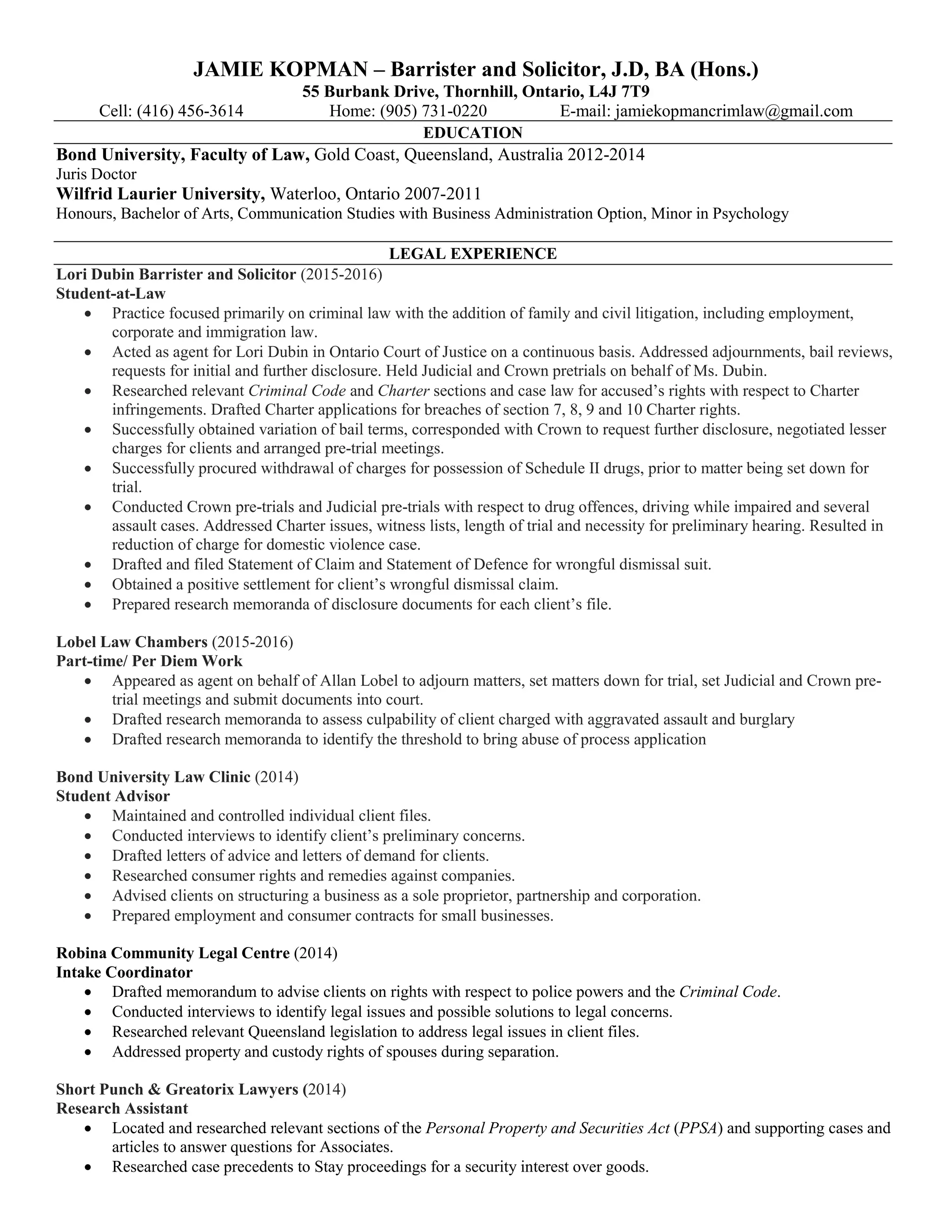 Jamie Kopman Resume- 2016 | PDF