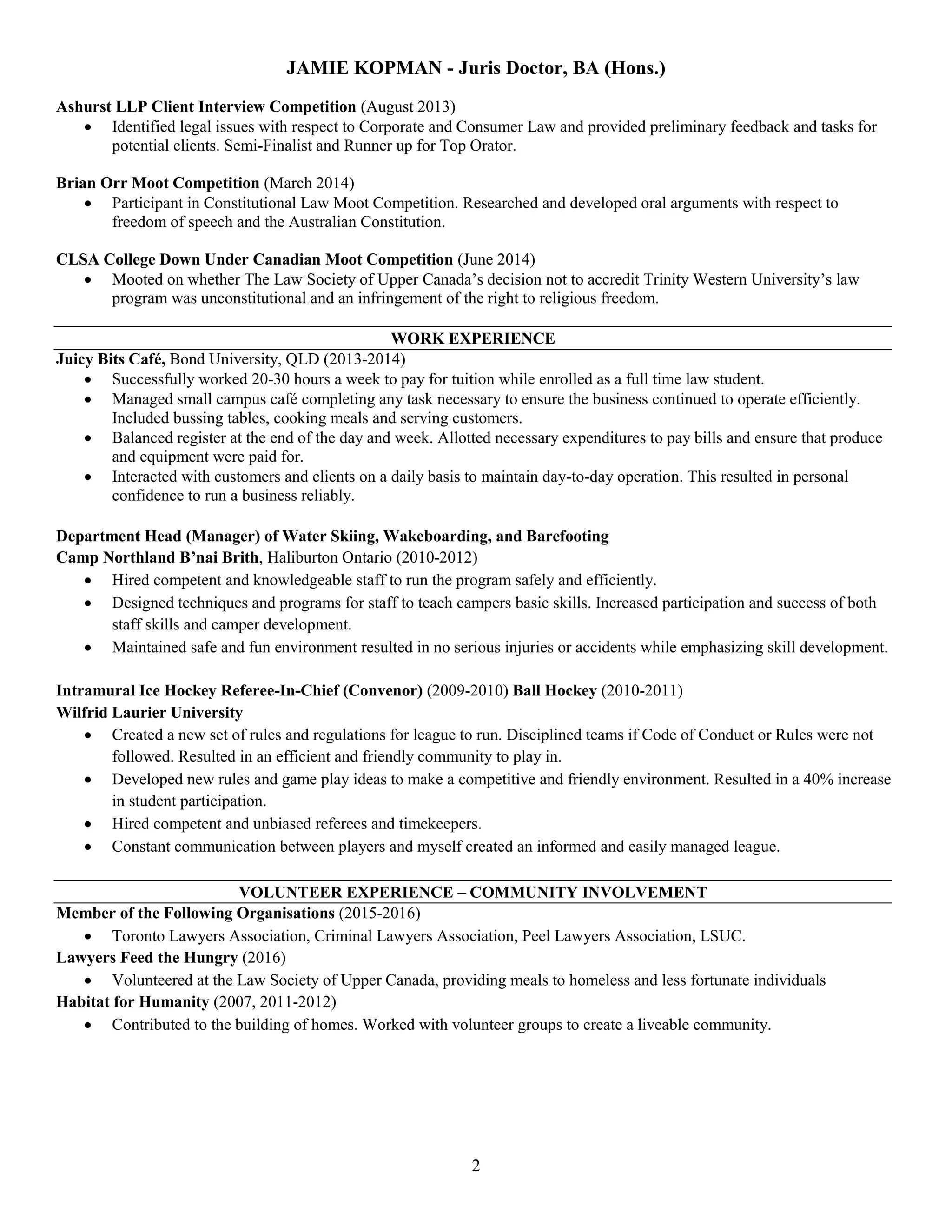 Jamie Kopman Resume- 2016 | PDF