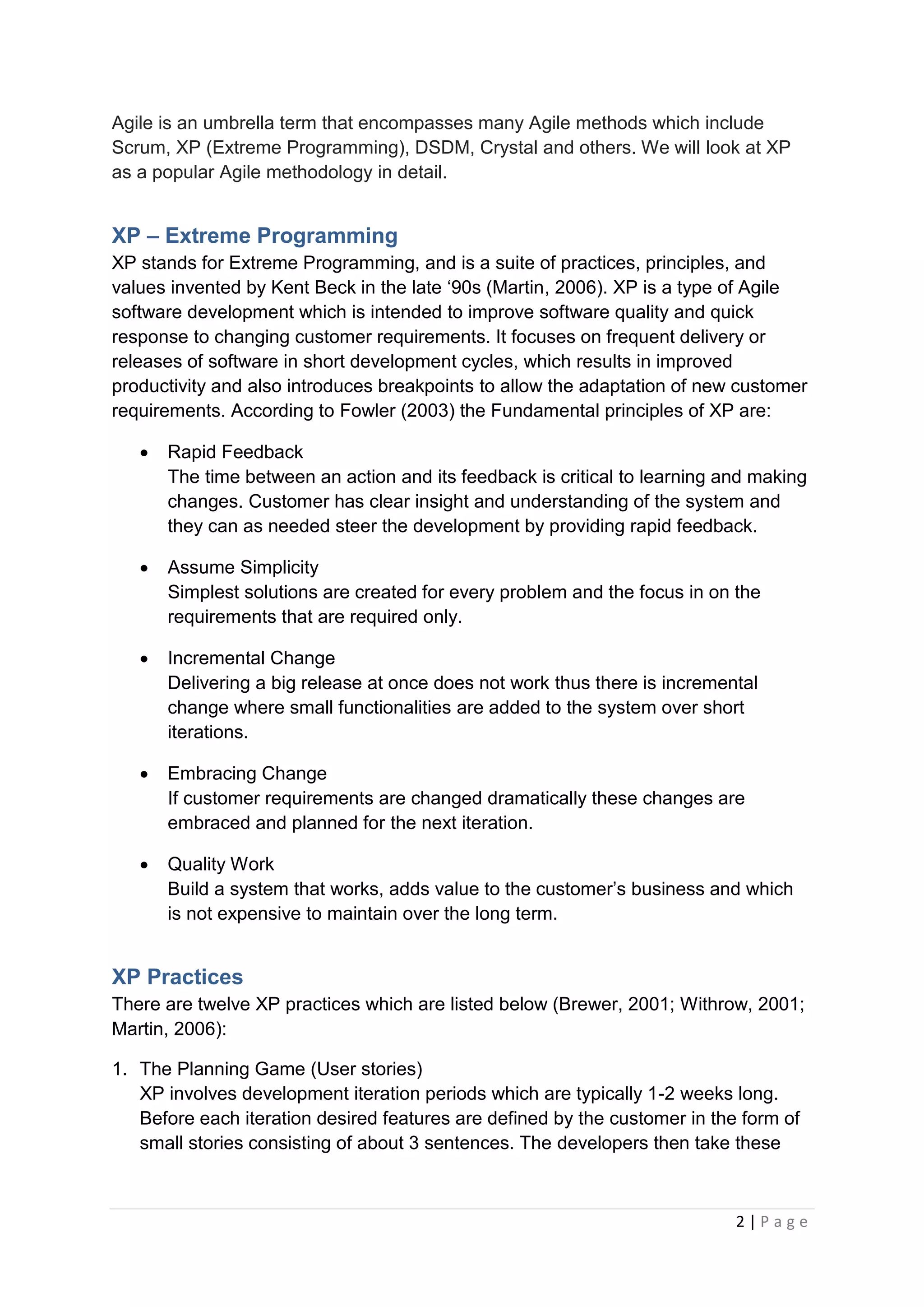 Extreme Programming (XP) as A Popular Agile methodology. | PDF | Web ...