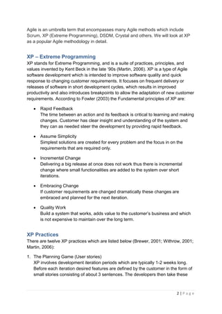 Extreme Programming (XP) as A Popular Agile methodology. | PDF