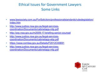 Ethical issues for Government Lawyers 23.3 | PDF