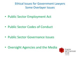 Ethical issues for Government Lawyers 23.3 | PDF
