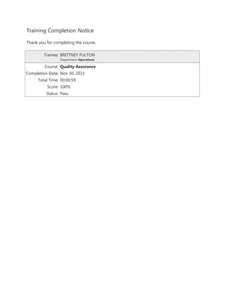 Training Completion | PDF