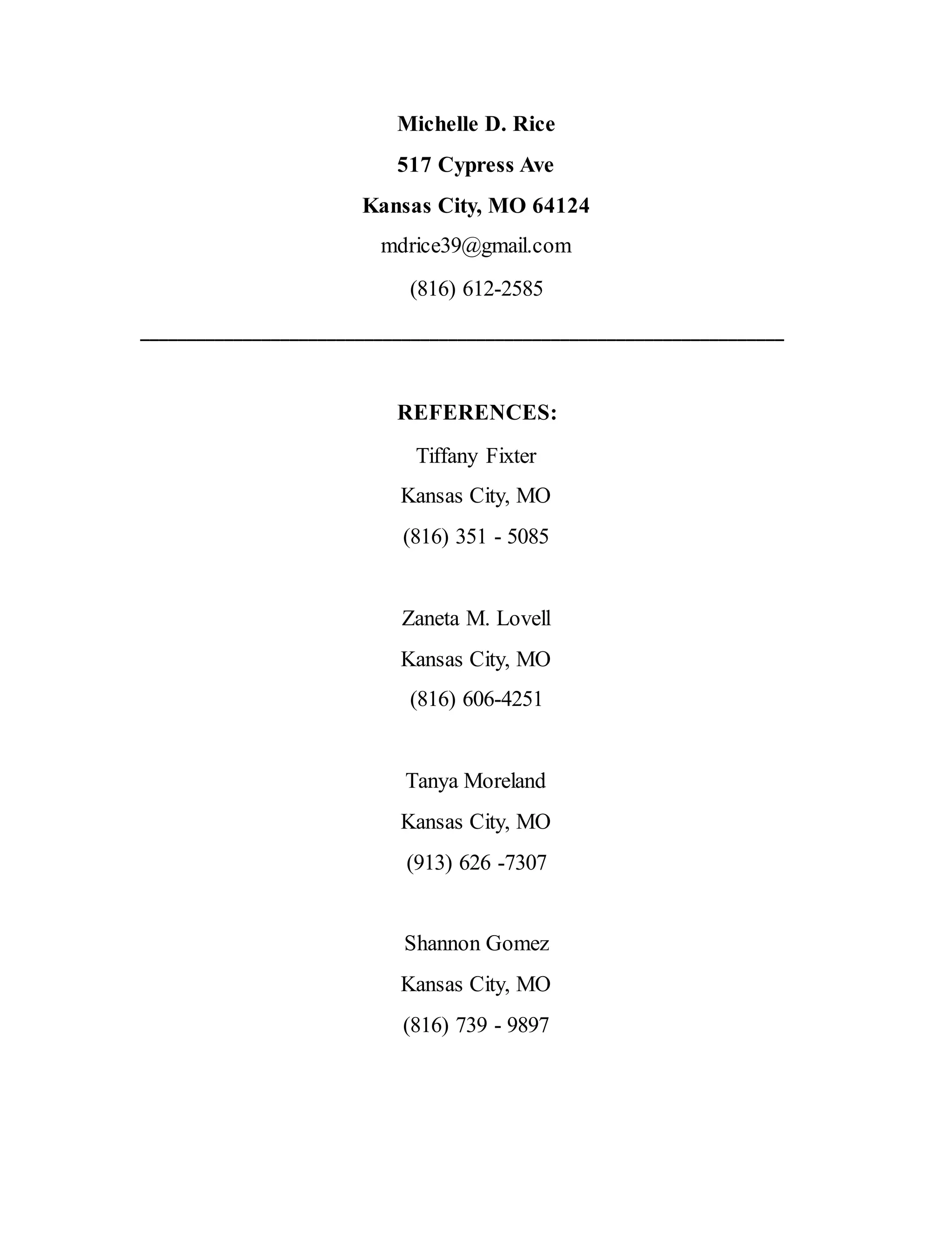 Michelle Rice Resume and Coverletter | DOCX