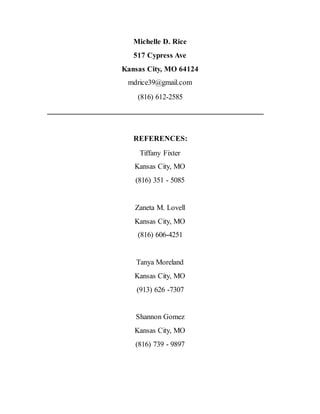 Michelle Rice Resume and Coverletter | DOCX