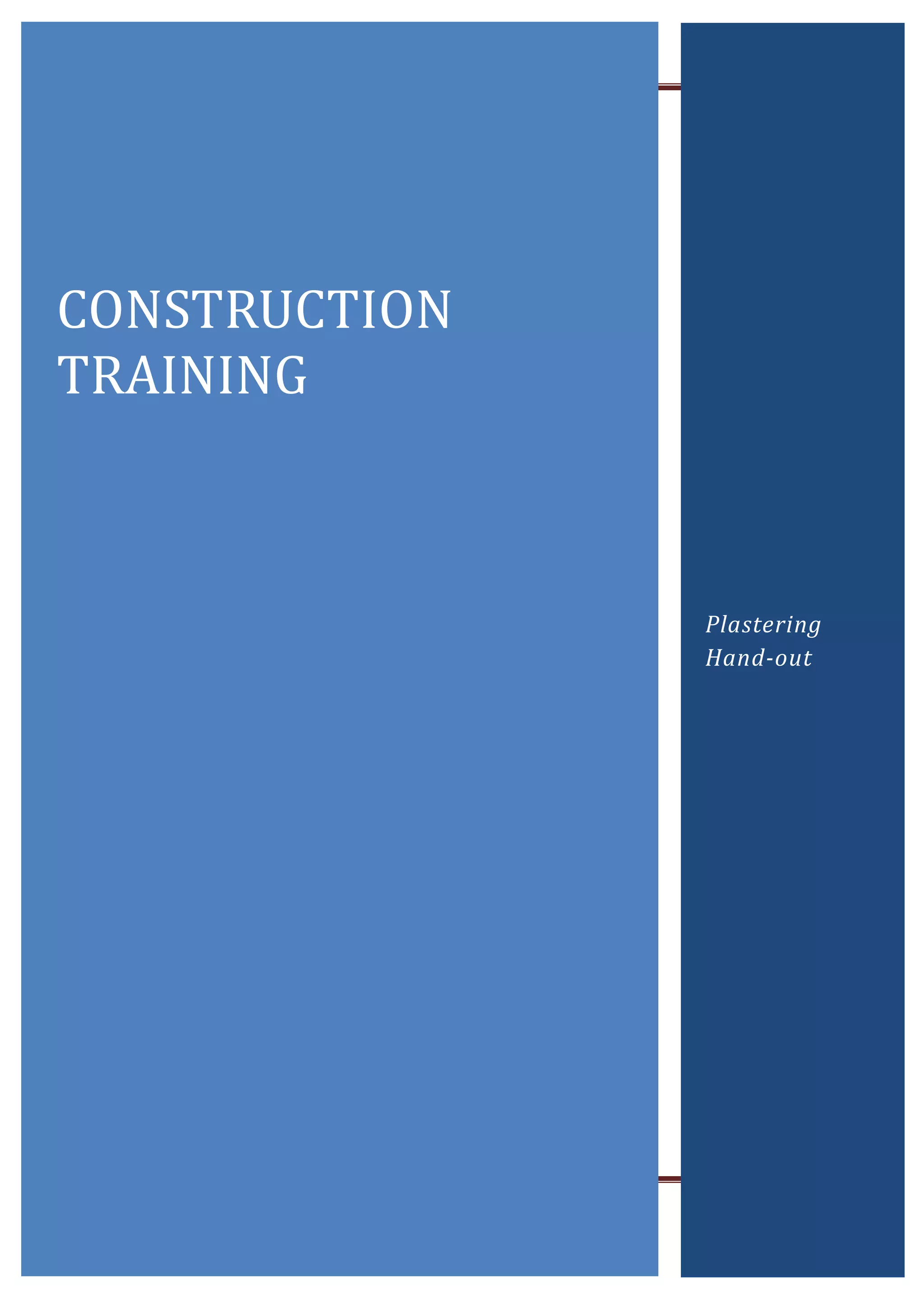 Trainees Hand-Book Plastering | PDF